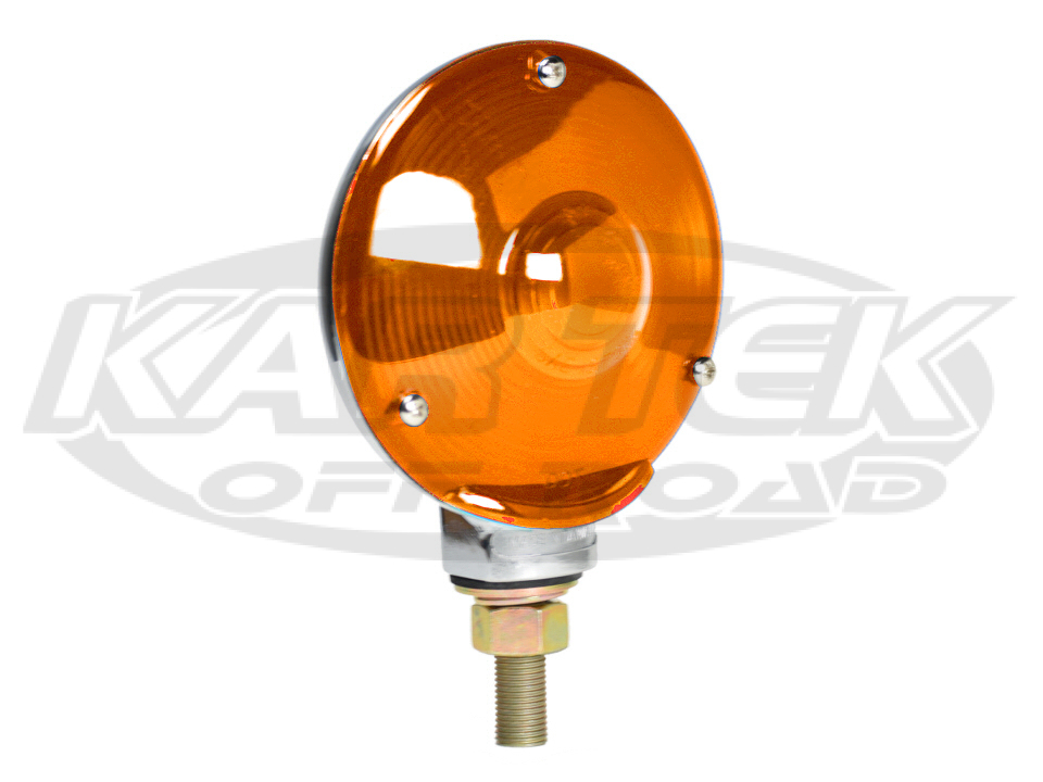 Amber 4" Round Stem Mount Dust Or Tail Light With Chrome Backing Dual ...