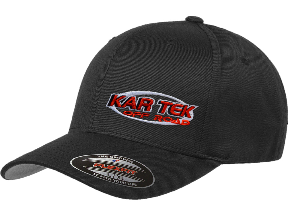 Kartek Off-Road Black Adult Size Flexfit Hat With Red Embroidered ...
