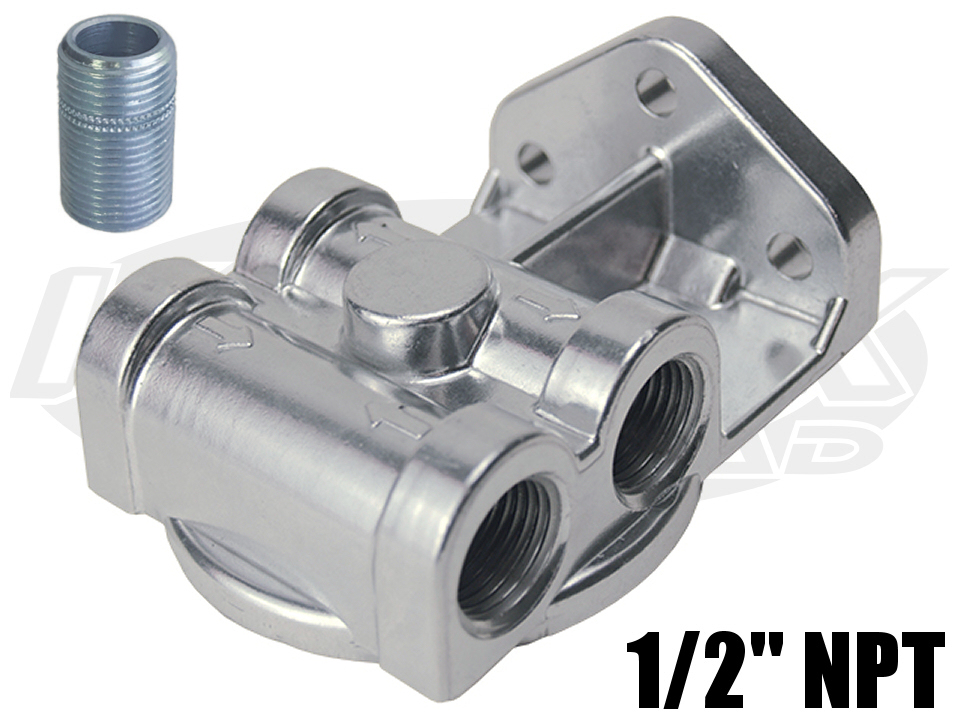 Derale 15709 Remote Oil Filter Mount 1/2" NPT Ports Left/Right For Fram ...