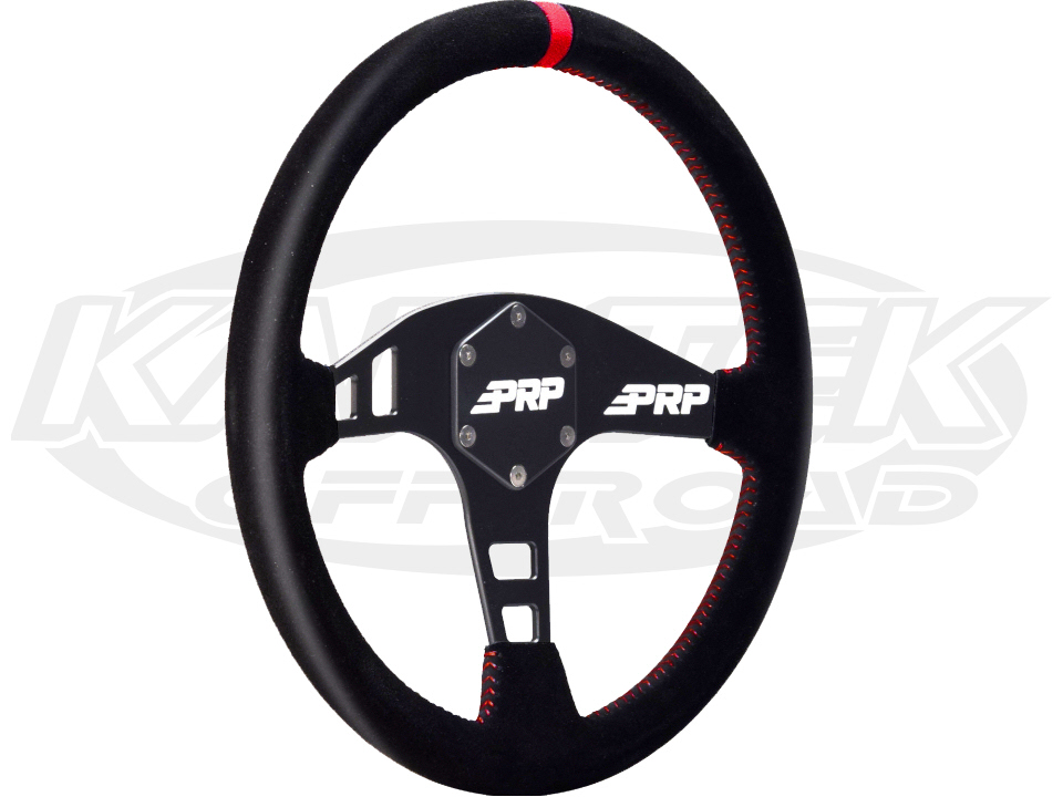 PRP 13-3/4" - 350mm Diameter +3/16" Dish Black Leather, Red Stitching ...