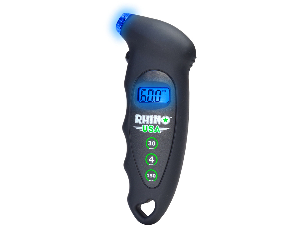 Rhino USA 150 PSI Digital Tire Pressure Gauge With Blue Backlit LCD ...