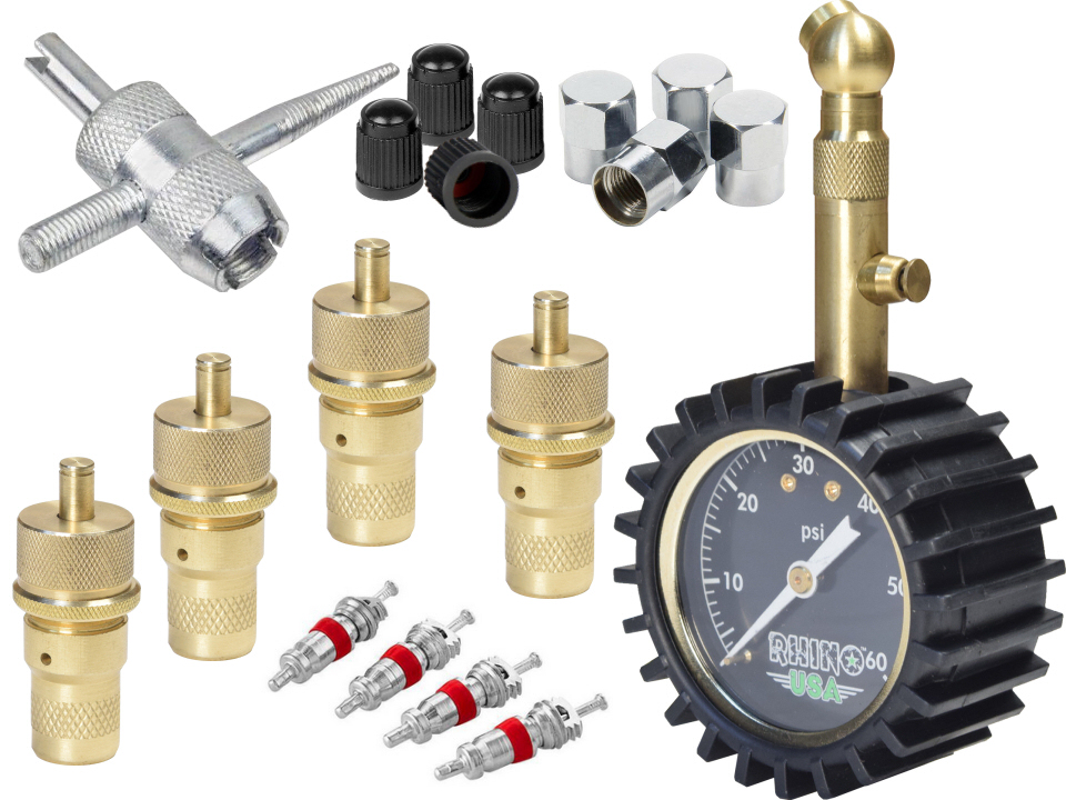 Rhino USA Pro Tire Deflator Kit 4 Pack Of 6-30 PSI Adjustable Automatic Tire Deflation Caps ...