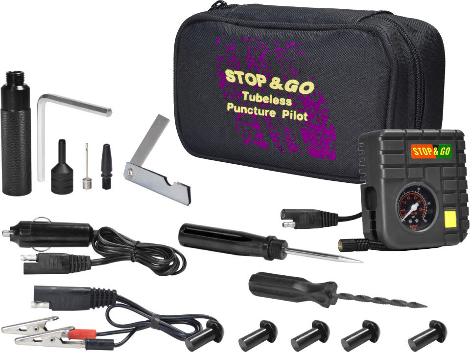 Stop & Go 6000 Complete Tire Repair Puncture Kit With Mushroom Plugs ...