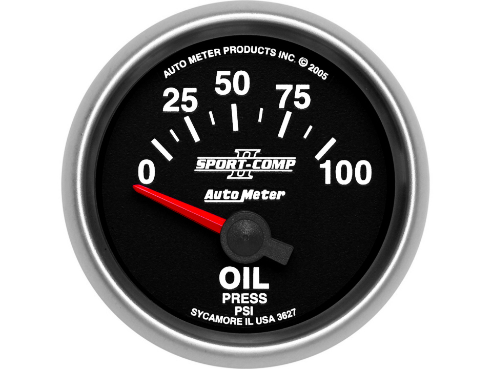 Autometer 3627 Sport-Comp II 2-1/16" Electric 0-100 PSI Oil Pressure ...