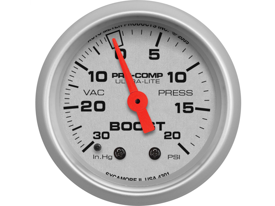 Autometer 4301 Ultra-Lite 2-1/16" Mechanical Boost/Vacuum Gauge 30 in ...