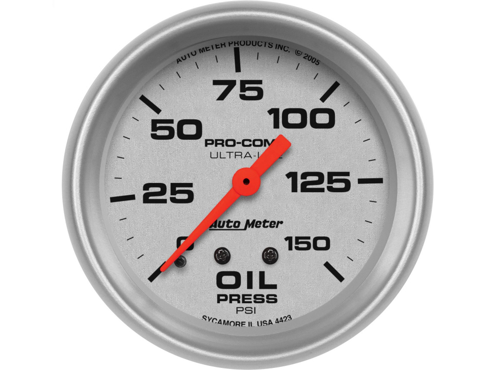 Autometer 4423 Ultra-Lite 2-5/8" Mechanical 0-150 PSI Oil Pressure ...