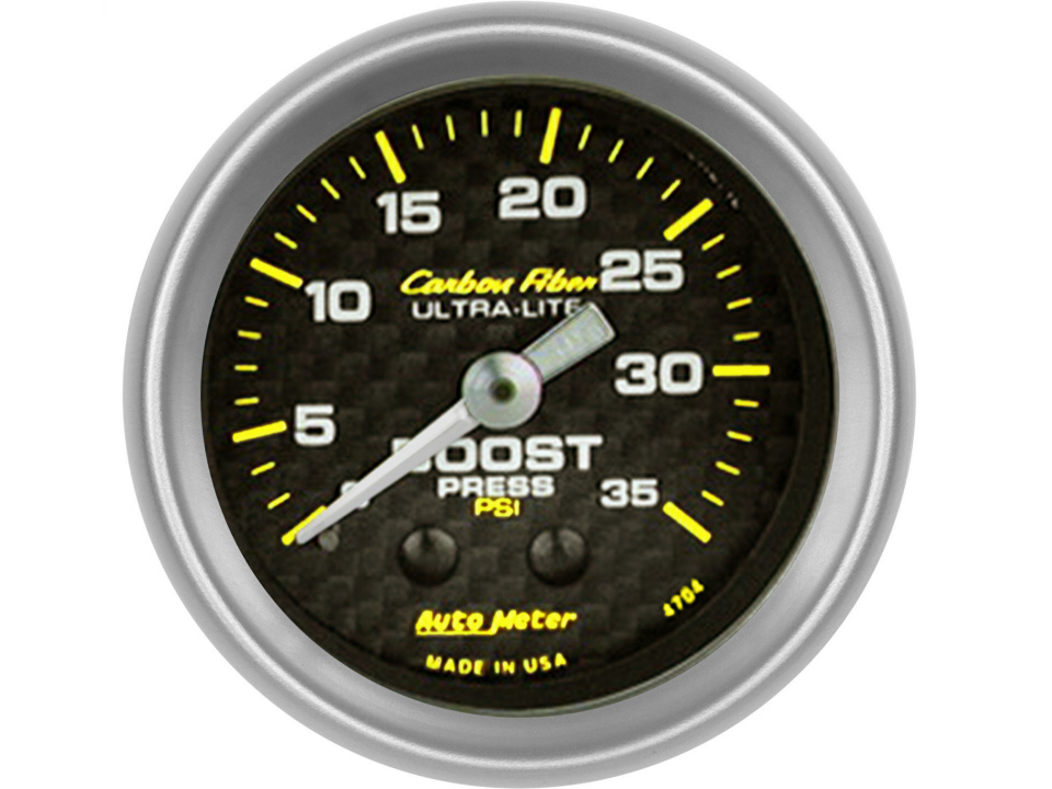 Autometer 4704 Carbon Fiber 2-1/16" Mechanical 0-35 PSI Boost Pressure ...