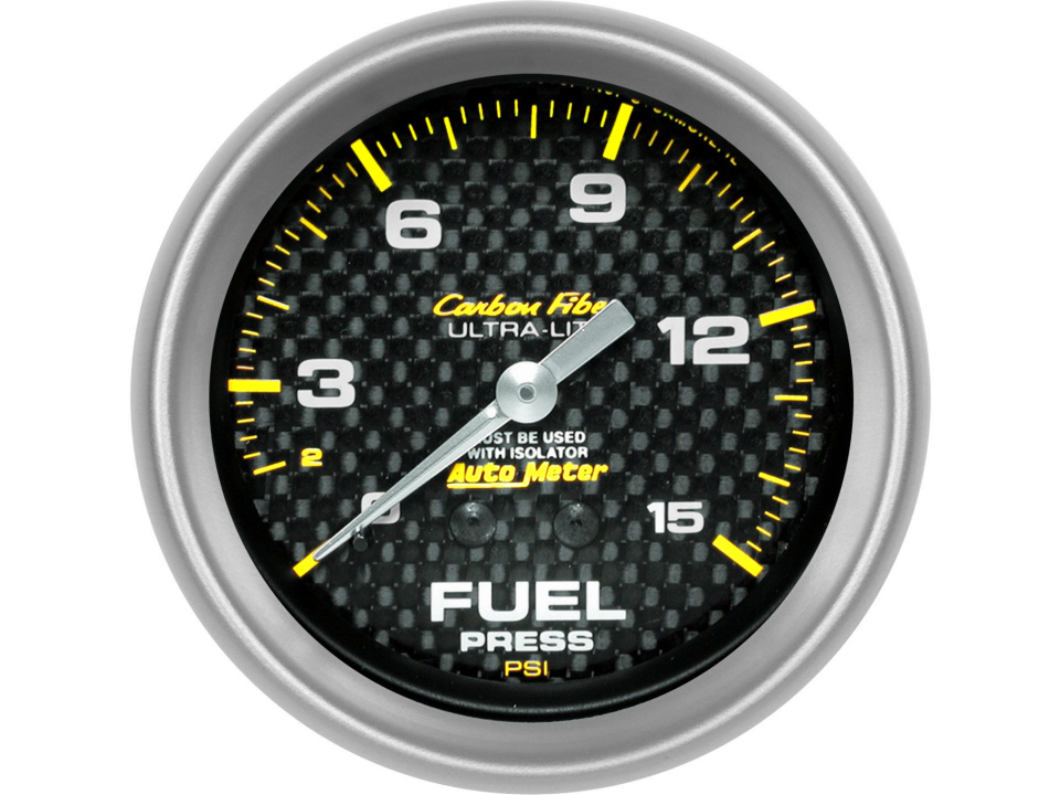 Autometer 4811 Carbon Fiber 2-5/8" Mechanical 0-15 PSI Fuel Pressure ...