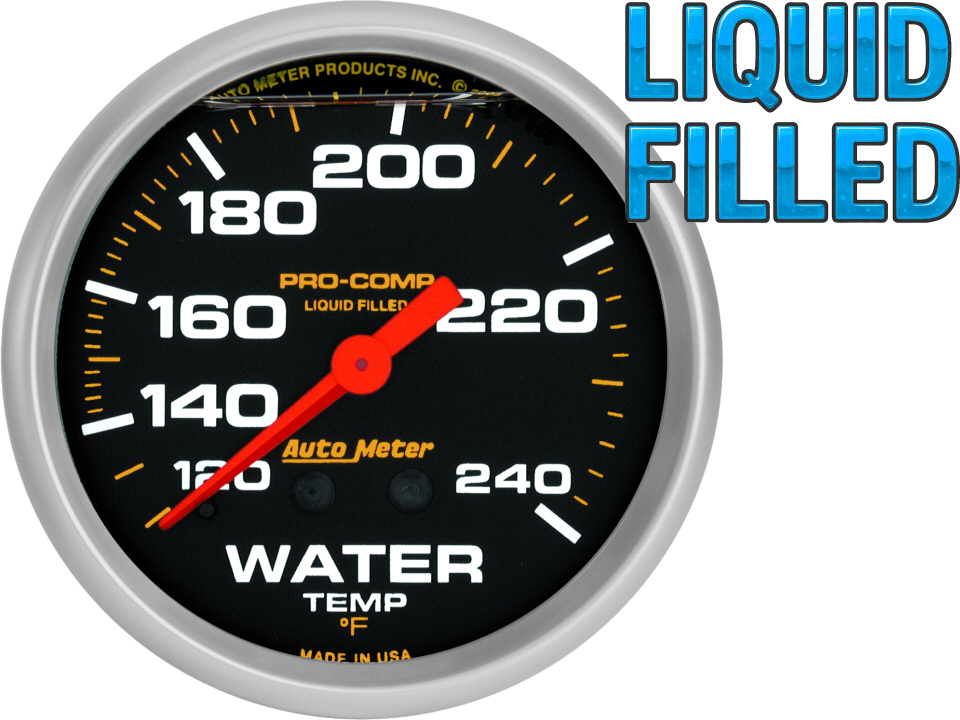 Autometer 5433 Liquid Filled Pro-Comp 2-5/8" Mechanical 120-240 Degree ...