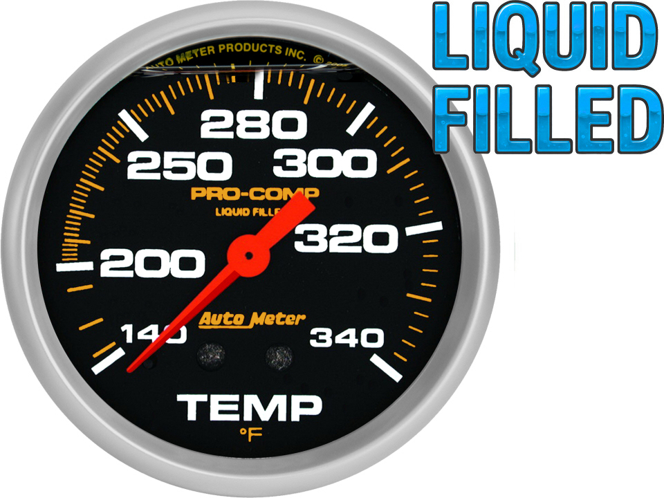 Autometer 5435 Liquid Filled Pro-Comp 2-5/8" Mechanical 140-340 Degree ...