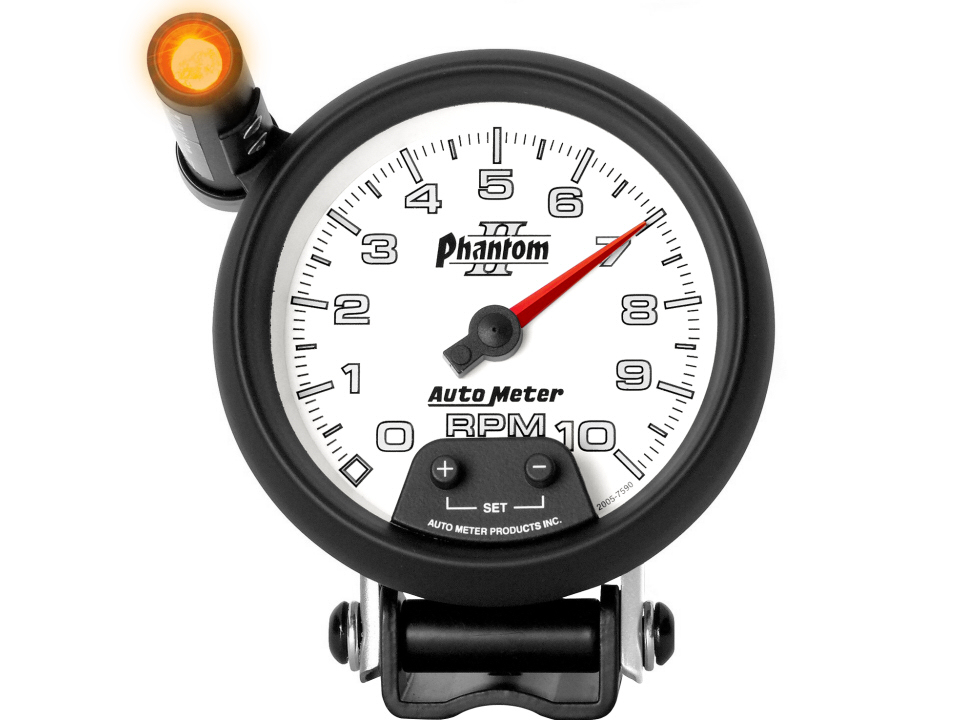 Autometer 7590 Phantom II 3-3/4" Diameter 10000 RPM Pedestal Tachometer ...